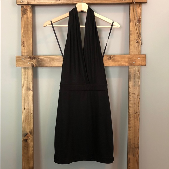 bebe | Dresses | Bebe Black Mini Halter Open Back Sexy Dress Lbd | Poshmark